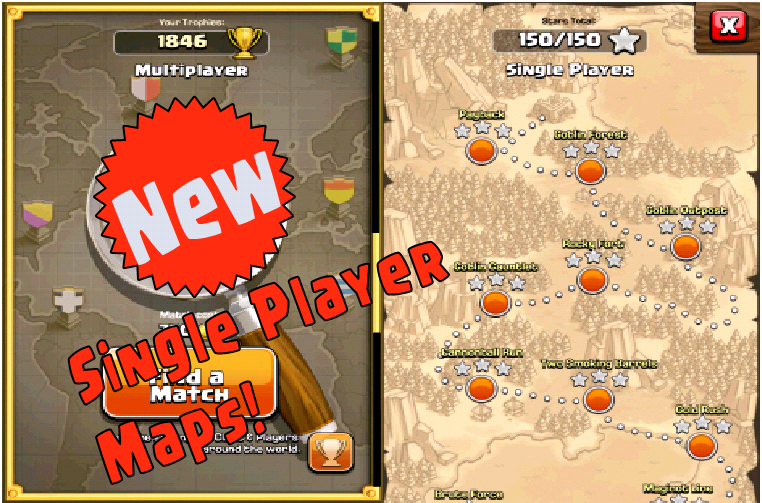 New Single Player Maps in June 2015 Update? | Clash for Dummies