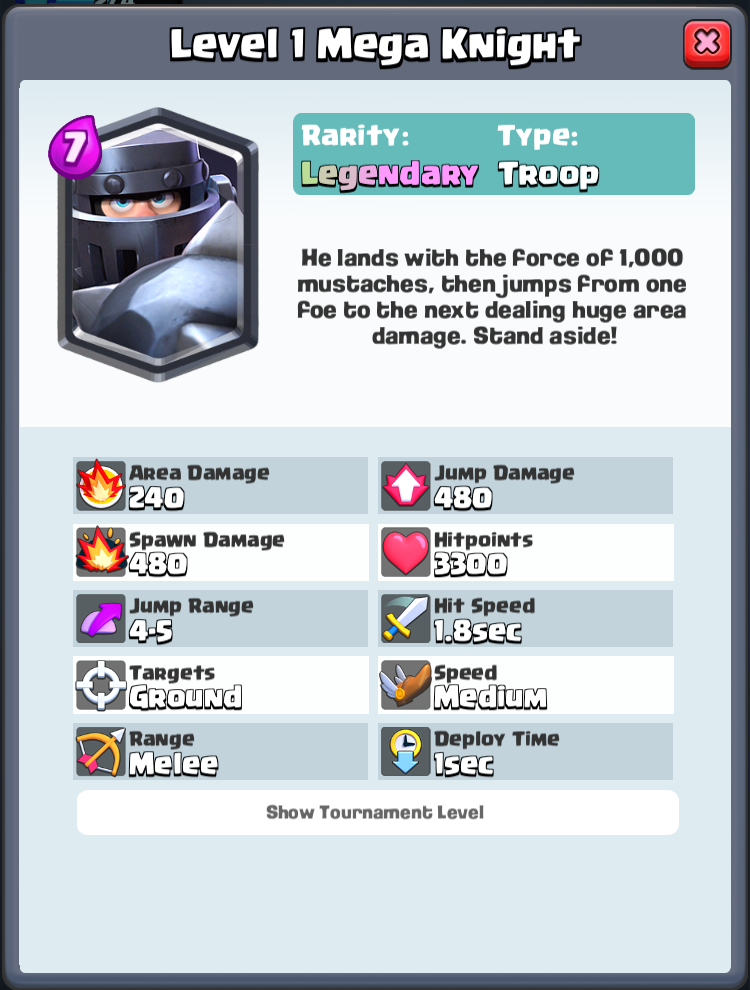 Mega Knight Statistics and Release Date in Clash Royale | Clash for Dummies